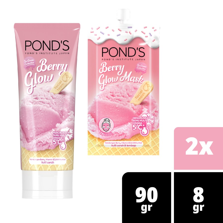Ponds Berry Glow Facial Mask 8Gr
